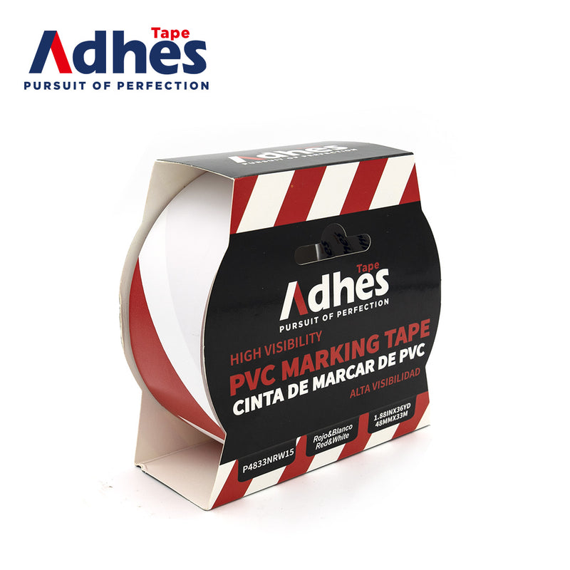 Red White Self Adhesive Safety Tape 2'' x 18 yd | ADHES Tape