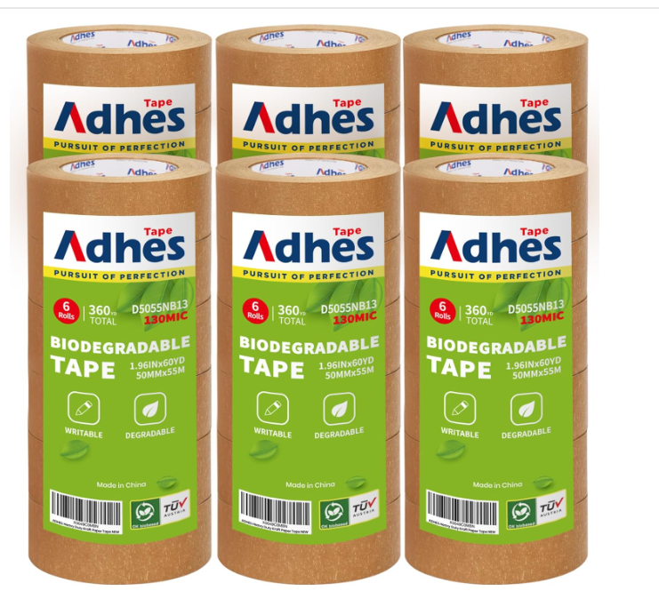 ADHES Kraft Paper Tape, 2 Inch x 60 Yards x 36 Rolls, Biodegradable Pa